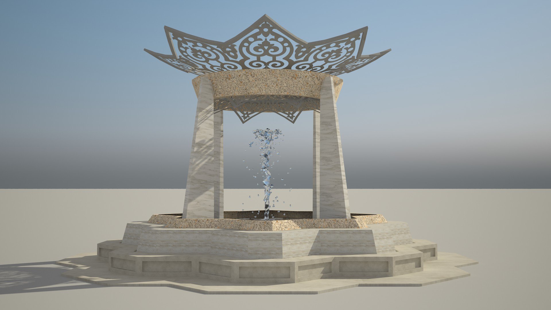 Elegant Islamic Inspired 3D Fountain Model Architectural Design 3D ...