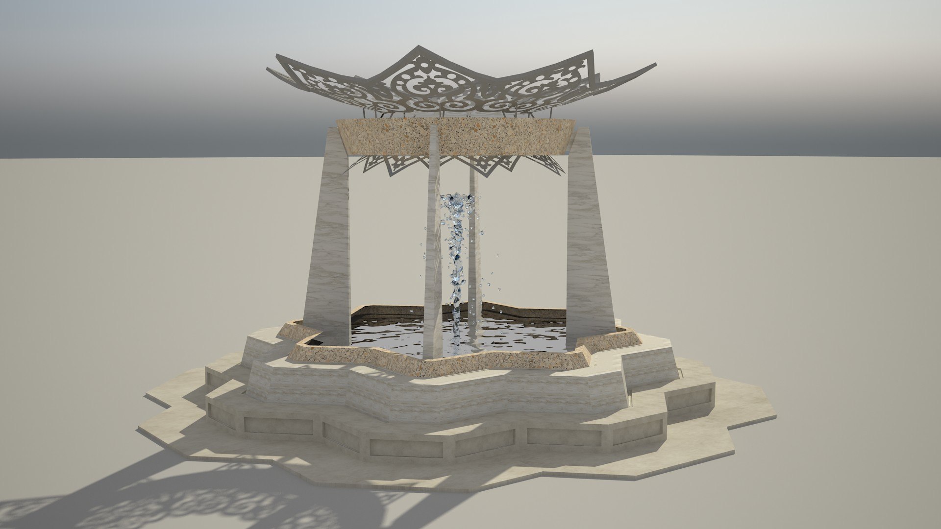 Elegant Islamic Inspired 3D Fountain Model Architectural Design 3D ...