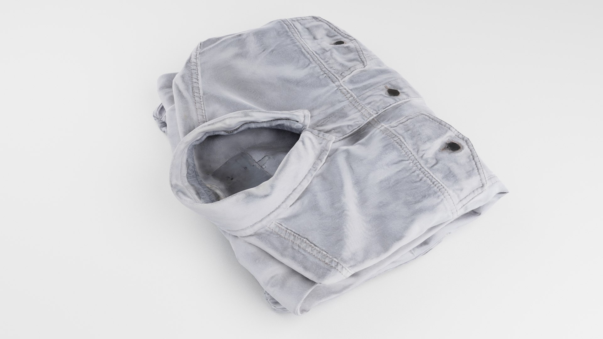 White Folded Jean Jacket Coat Wardrobe 3D - TurboSquid 2039259