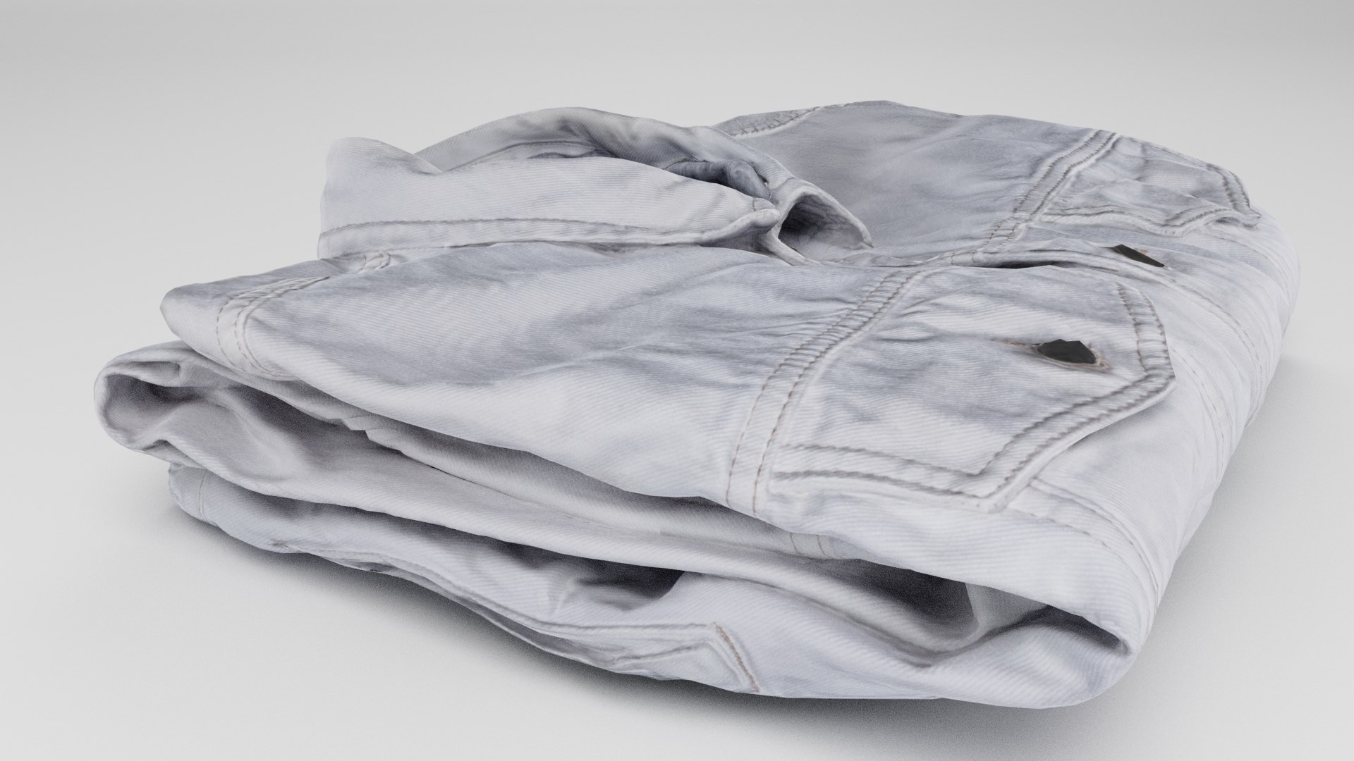 White Folded Jean Jacket Coat Wardrobe 3D - TurboSquid 2039259