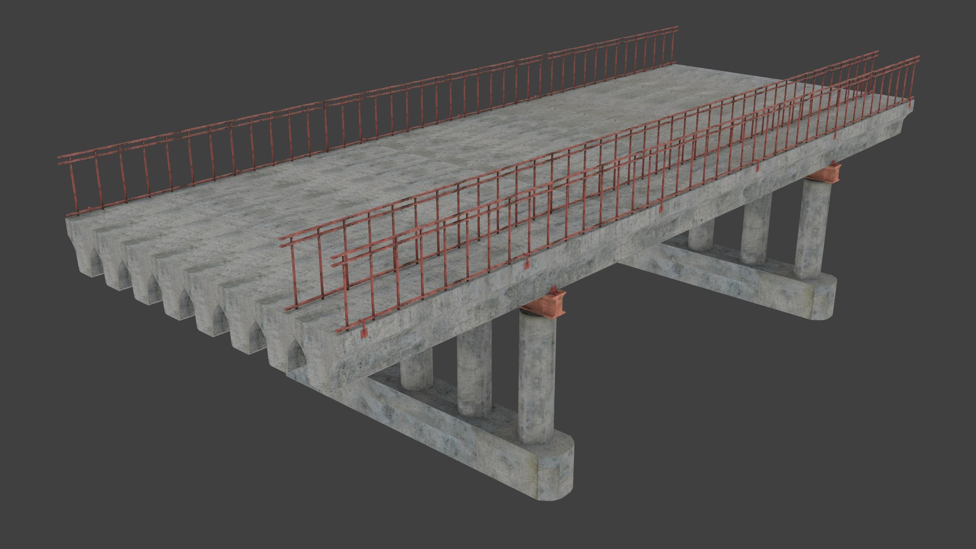 3d Concrete Bridge Blocks Model