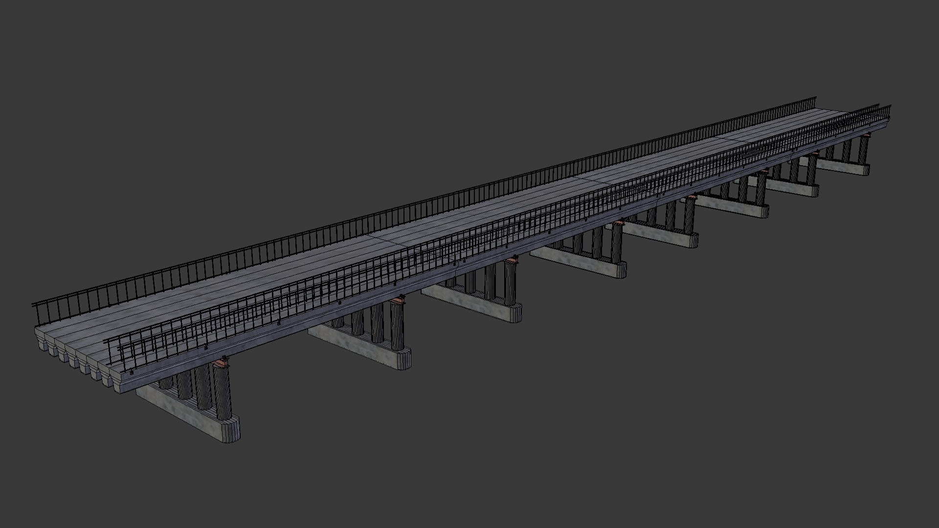 3d Concrete Bridge Blocks Model