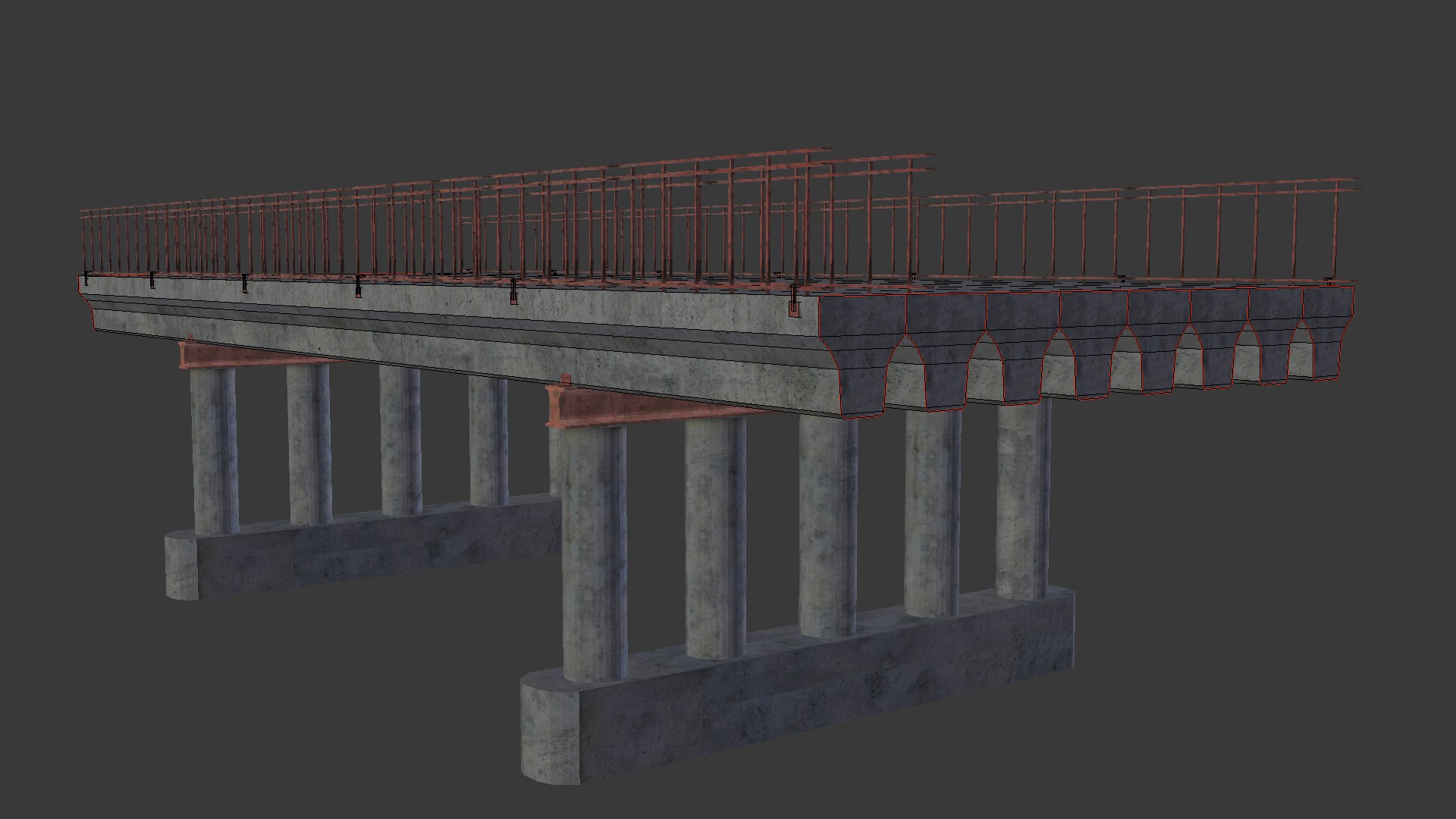 3d Concrete Bridge Blocks Model