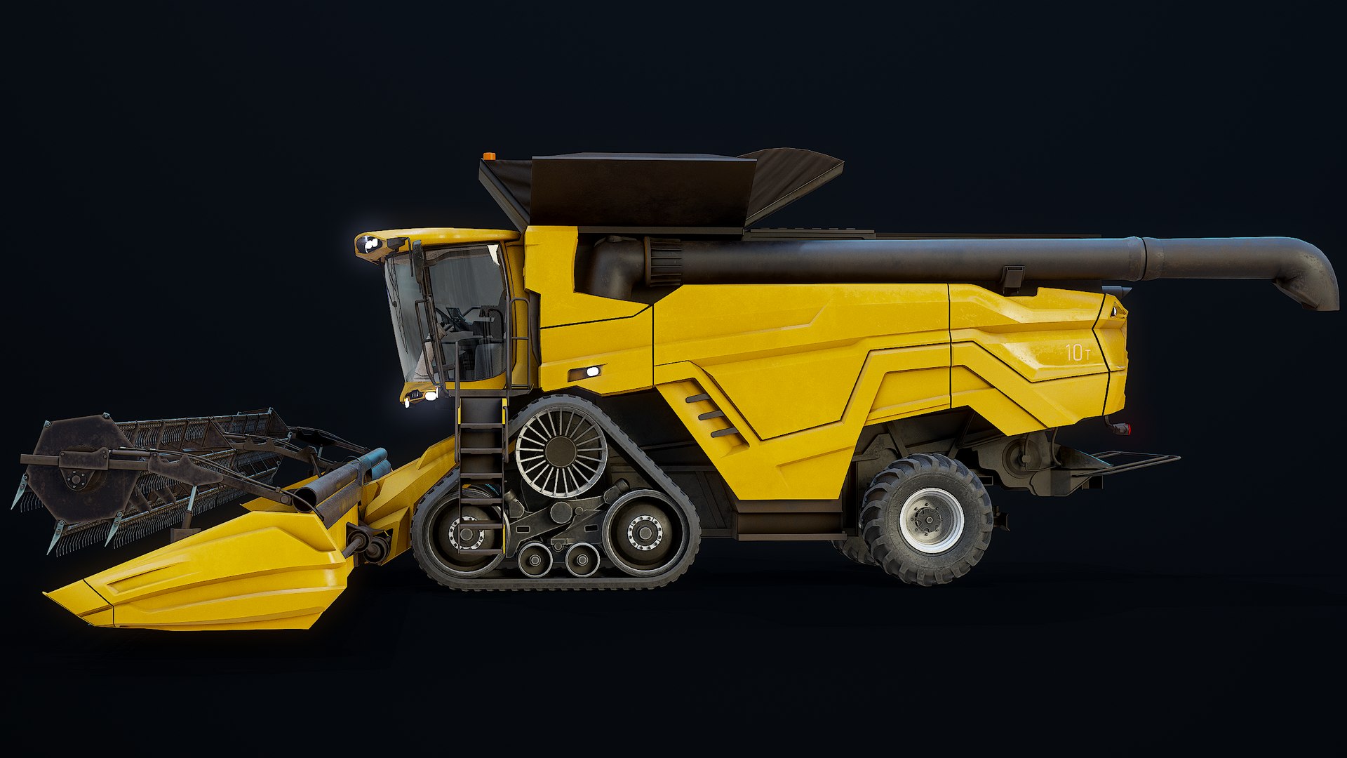 3D Modern Combine Harvester Yellow Rigged PBR - TurboSquid 2151517
