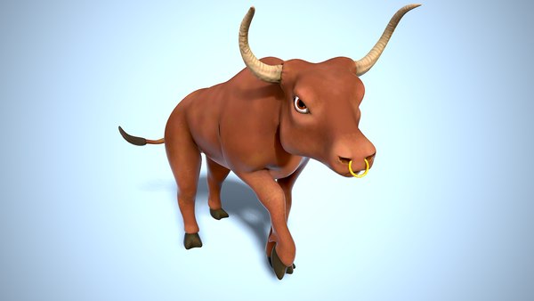 3D cartoon bull model - TurboSquid 1834345