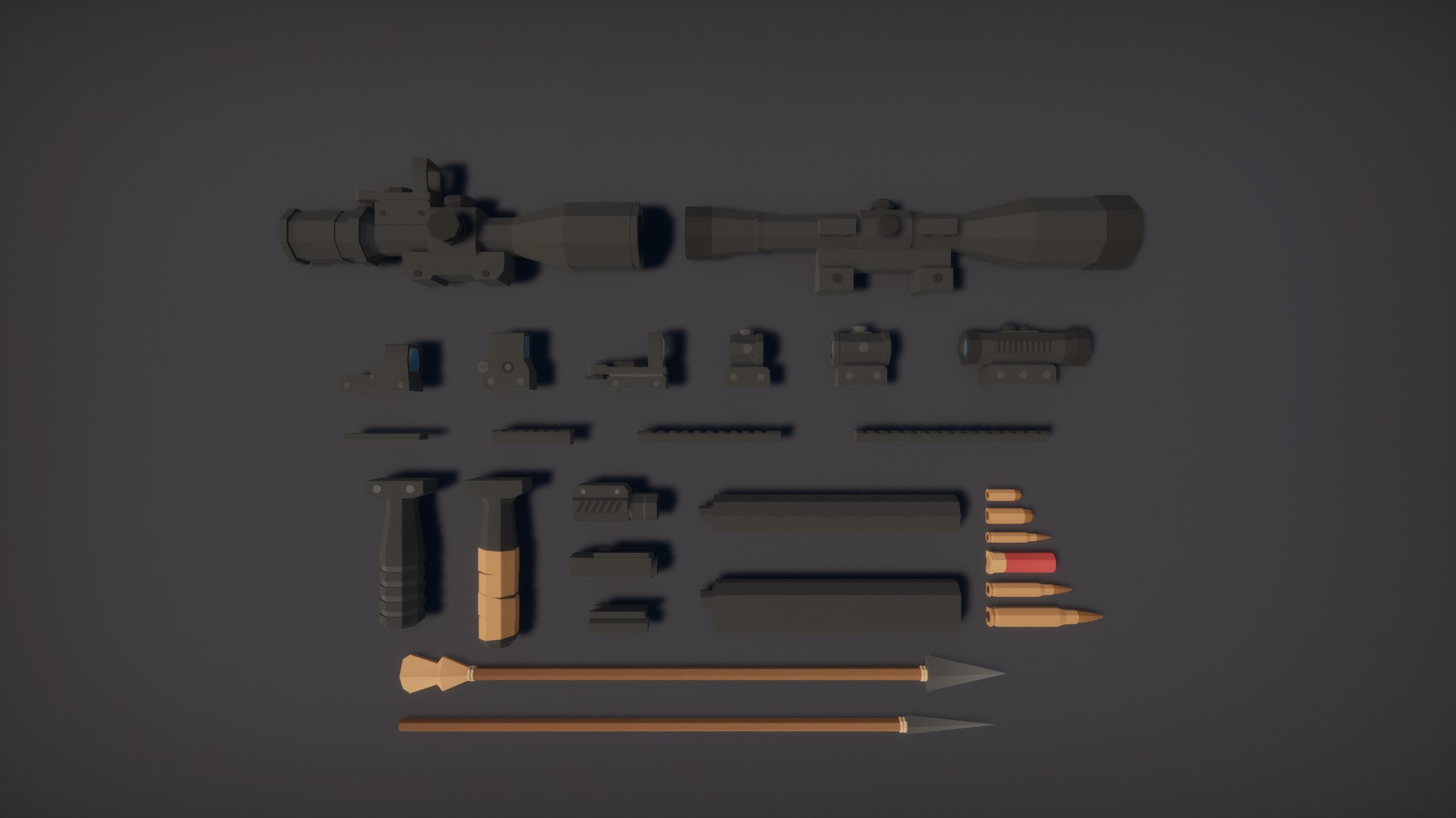 3D Low Poly FPS Weapons Pack 2 Model - TurboSquid 2022887