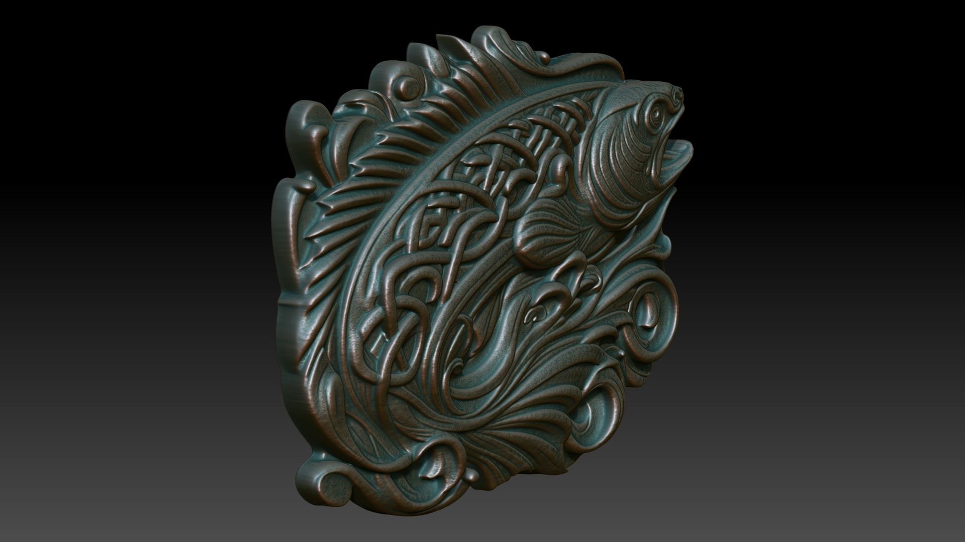 3D Celtic Fish Basrelief 11 240612 - TurboSquid 2372423