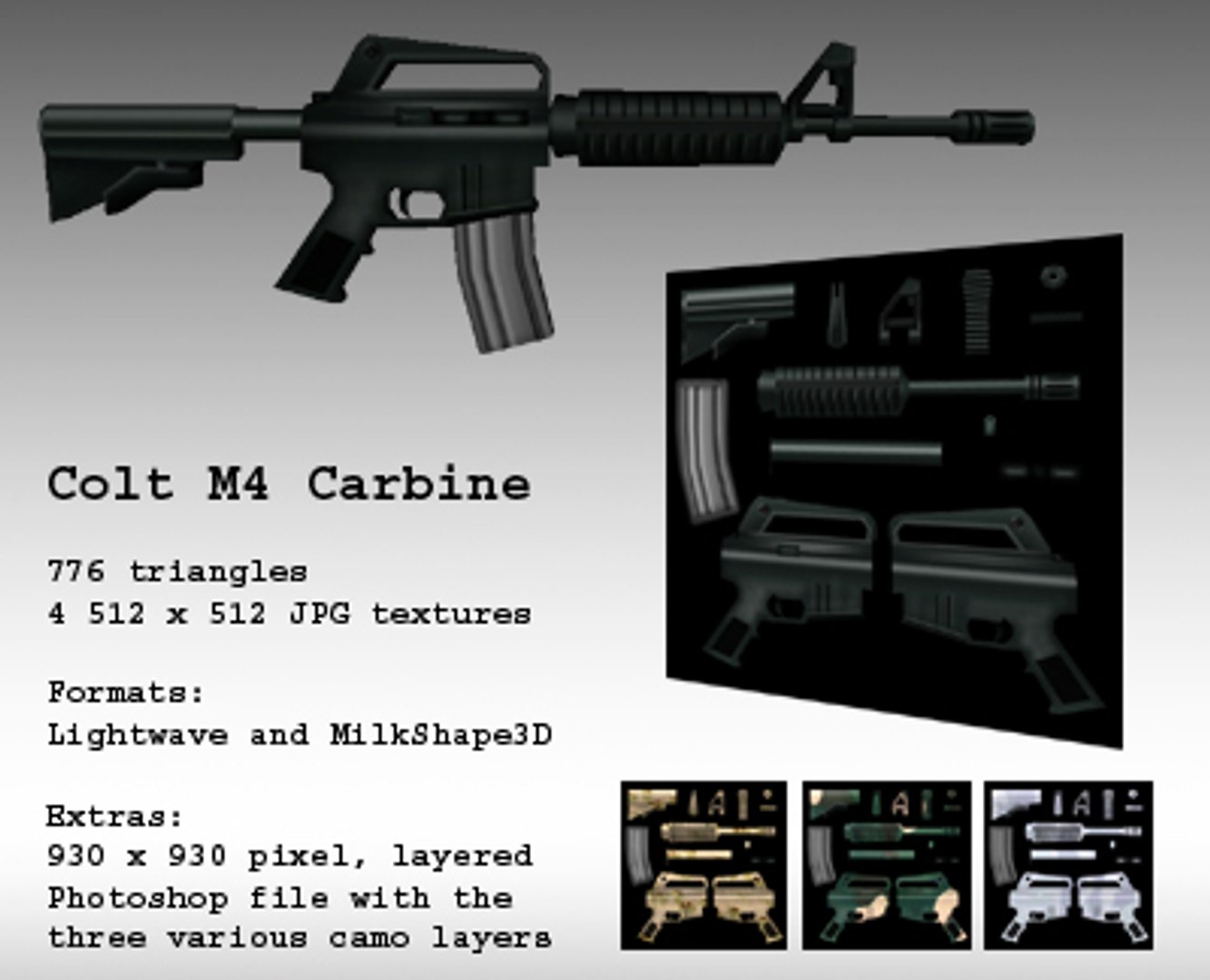 m4 gun modern 3d model
