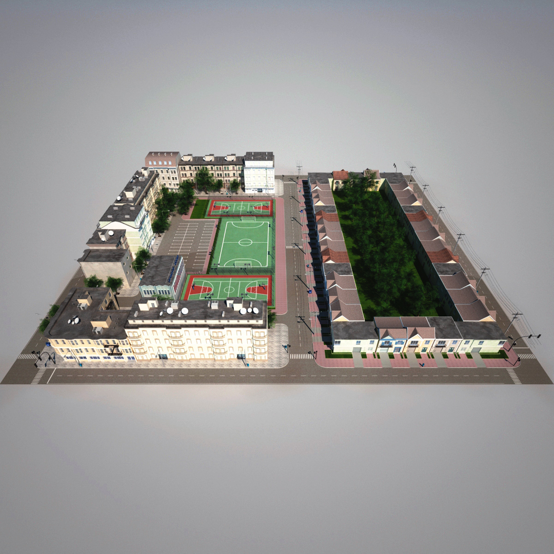 realistic hd city block 3d max