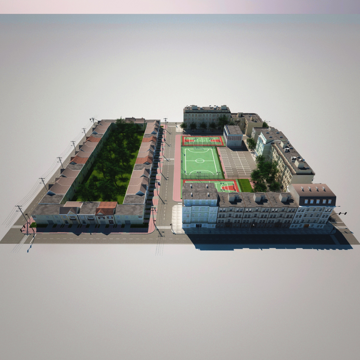 realistic hd city block 3d max