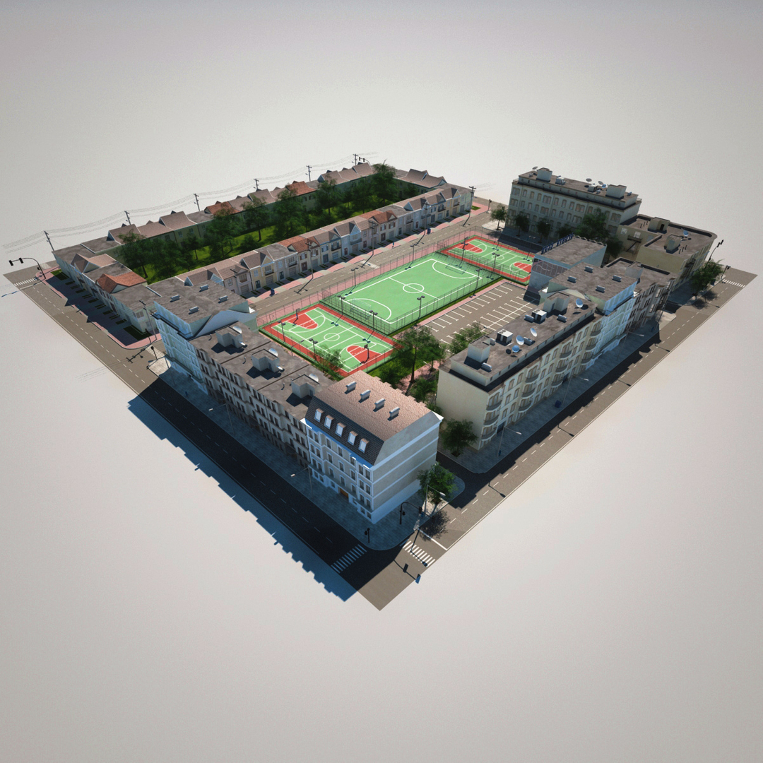realistic hd city block 3d max
