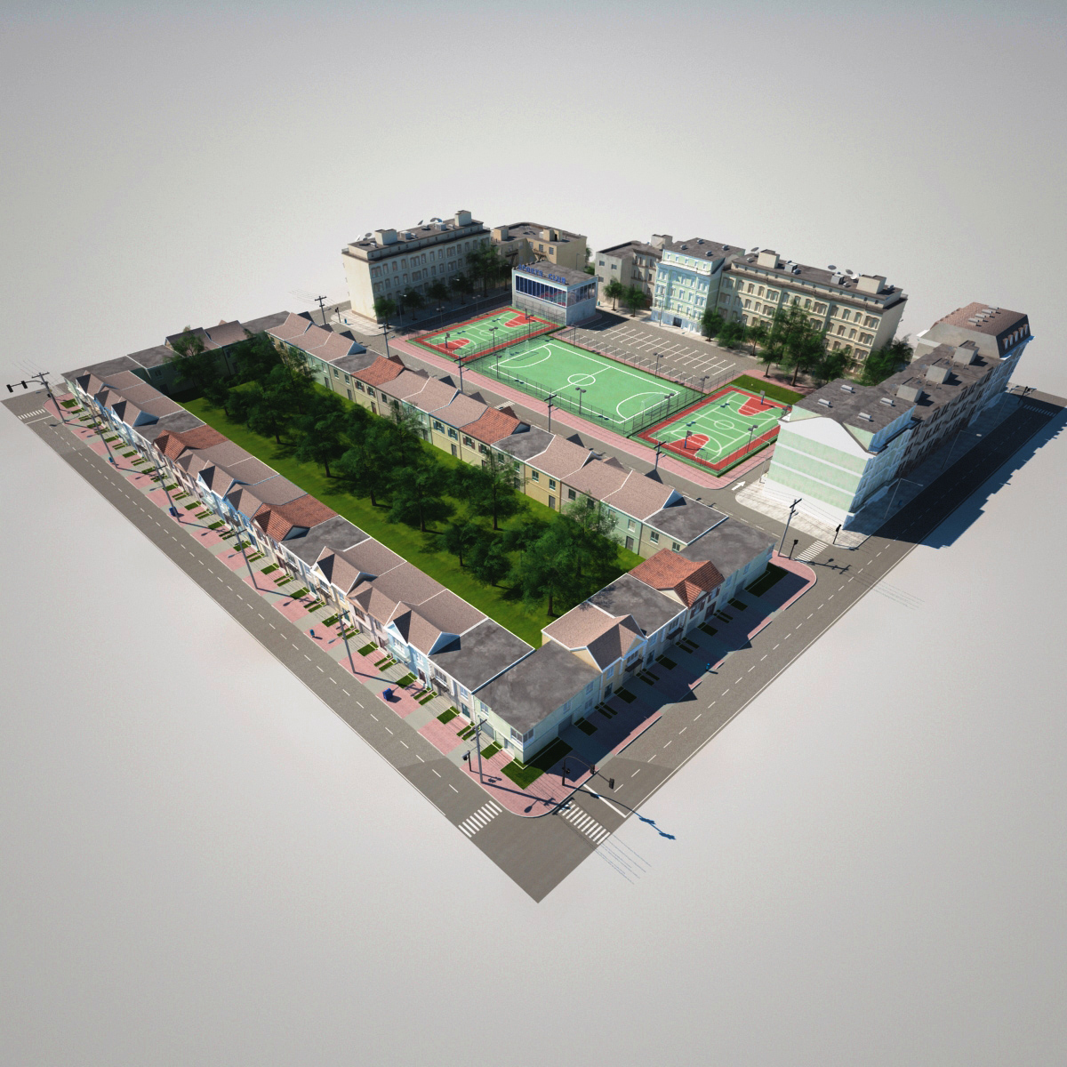 realistic hd city block 3d max