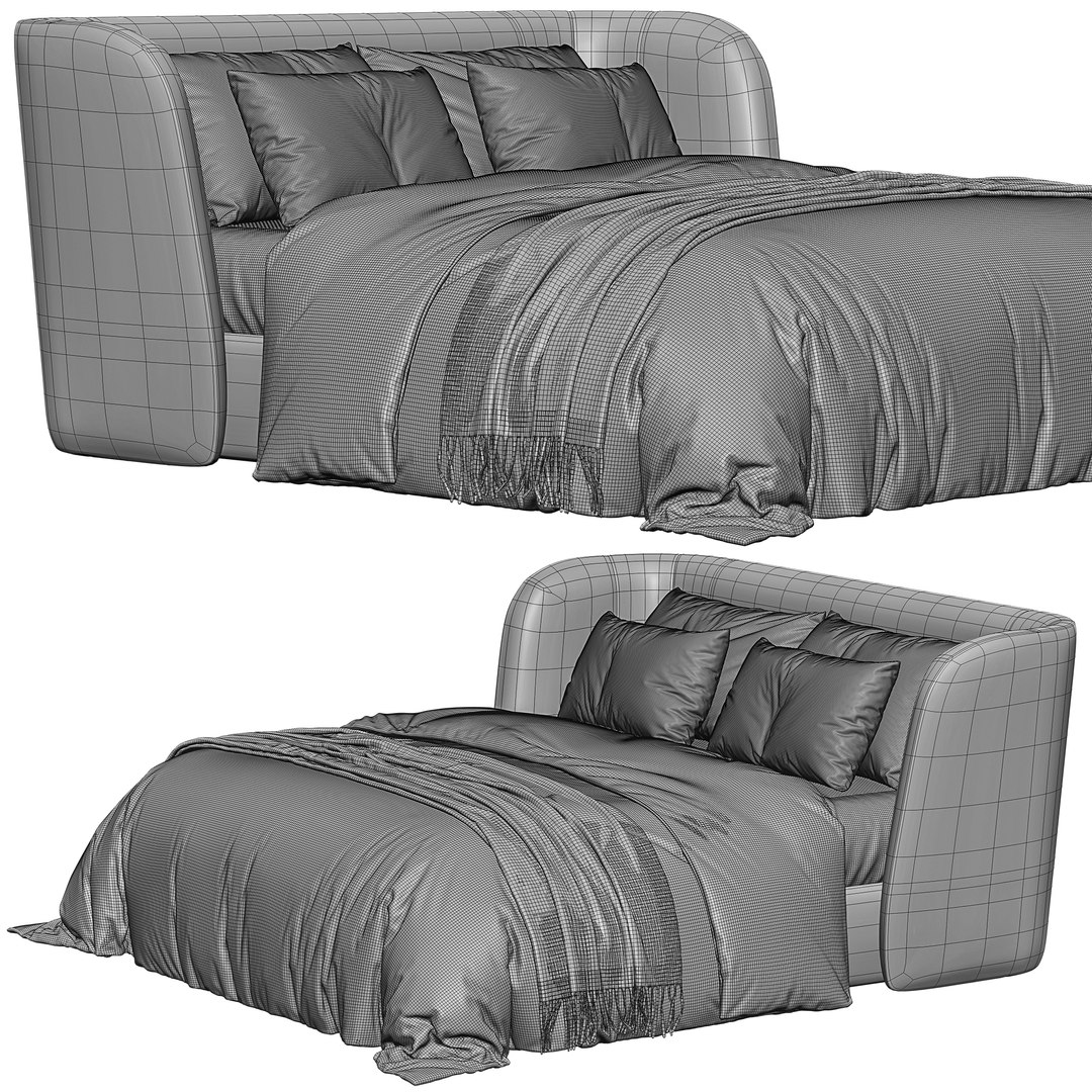 3D Rolf Benz 1400 Tondo Fabric Bed Model - TurboSquid 2366343