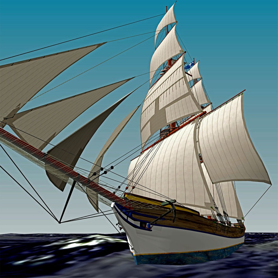 3D Model Brig Ship 1874 - TurboSquid 1273732