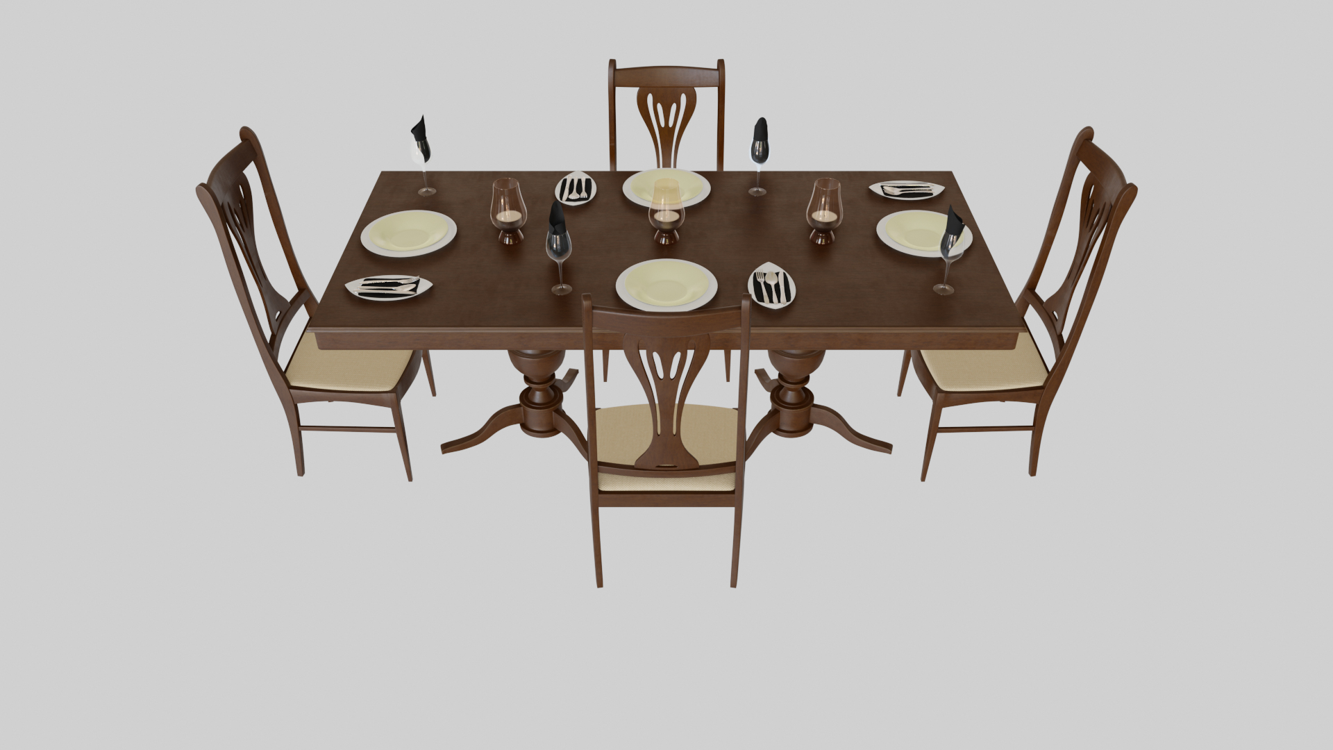 Dining Table Set 3D model - TurboSquid 1965387