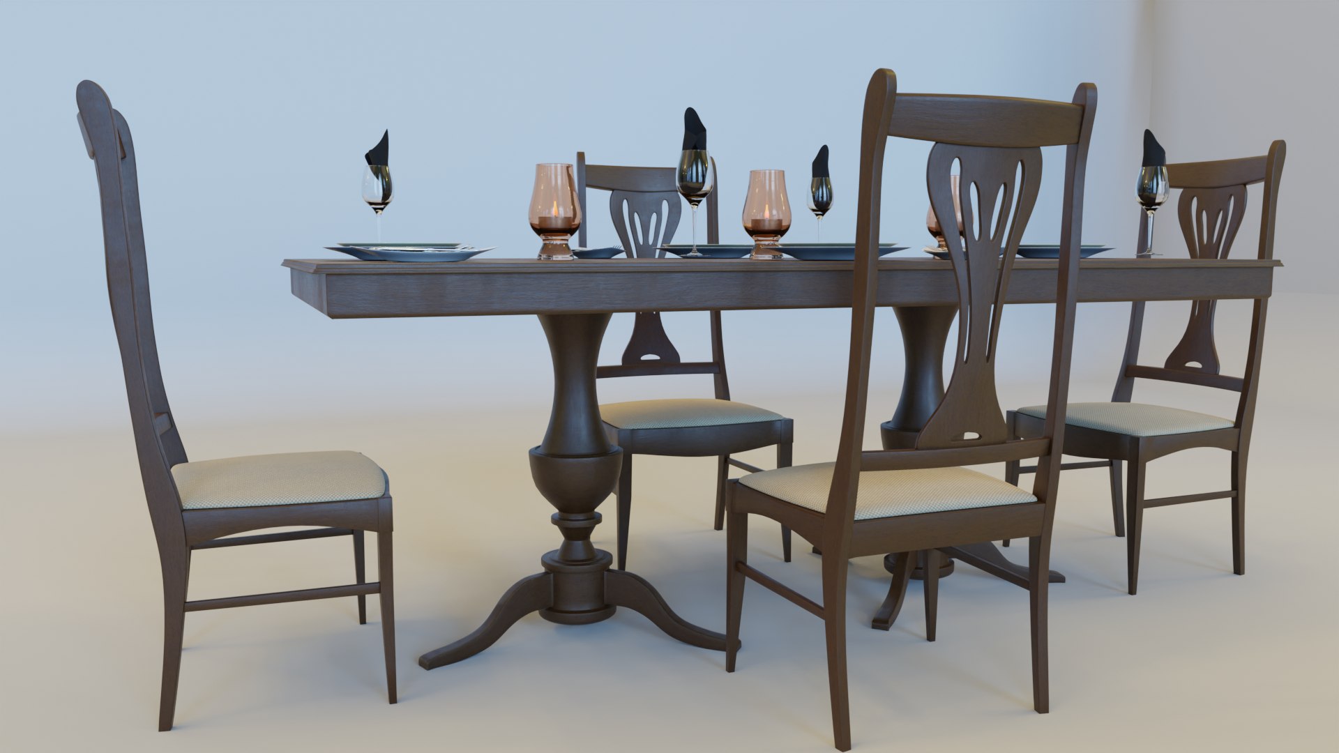 Dining Table Set 3D model - TurboSquid 1965387