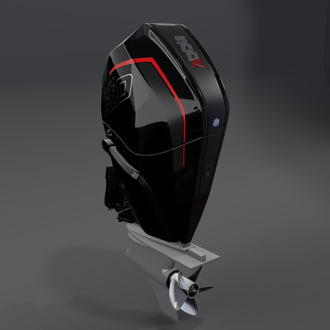 MERCURY RACING V8 500R Black Outboard PBR Model 3D 3D Model ...