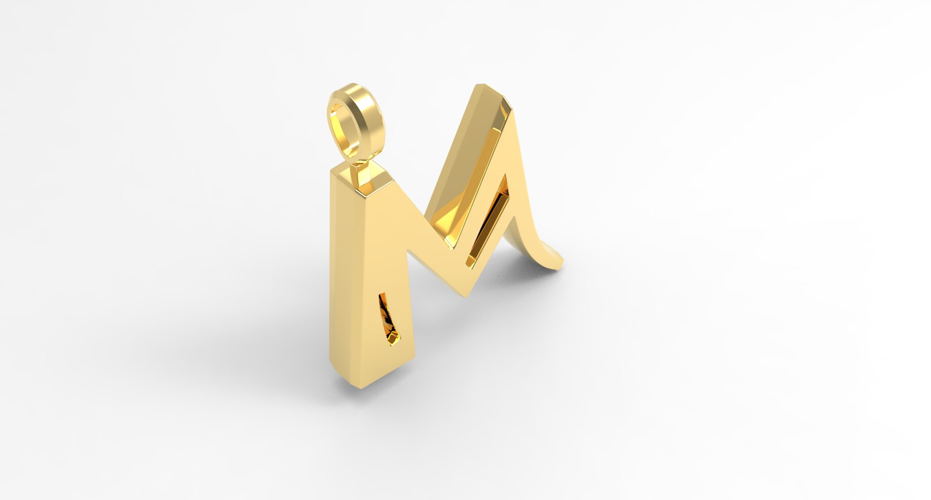 3D model M Letter Pendant Gold - TurboSquid 1901263