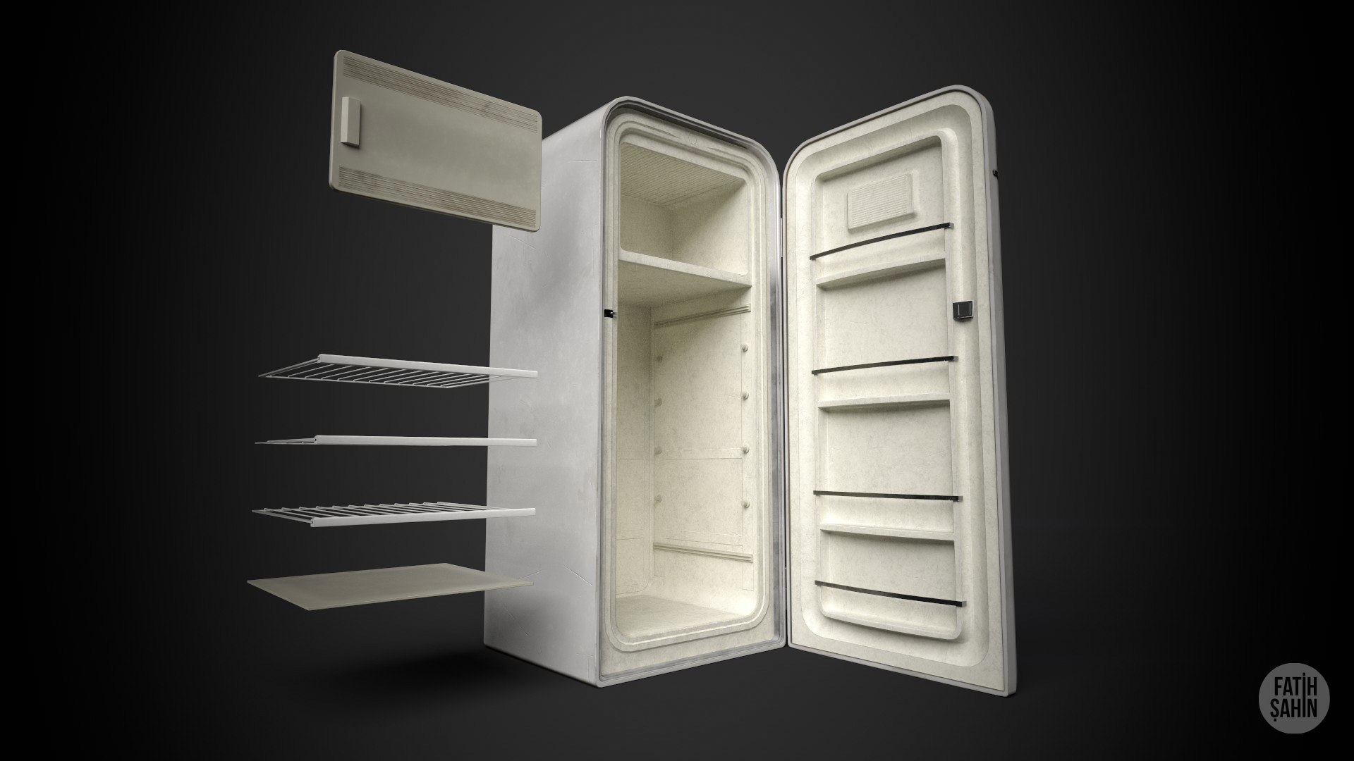 3D Vintage Fridge - Game Ready - TurboSquid 2171682