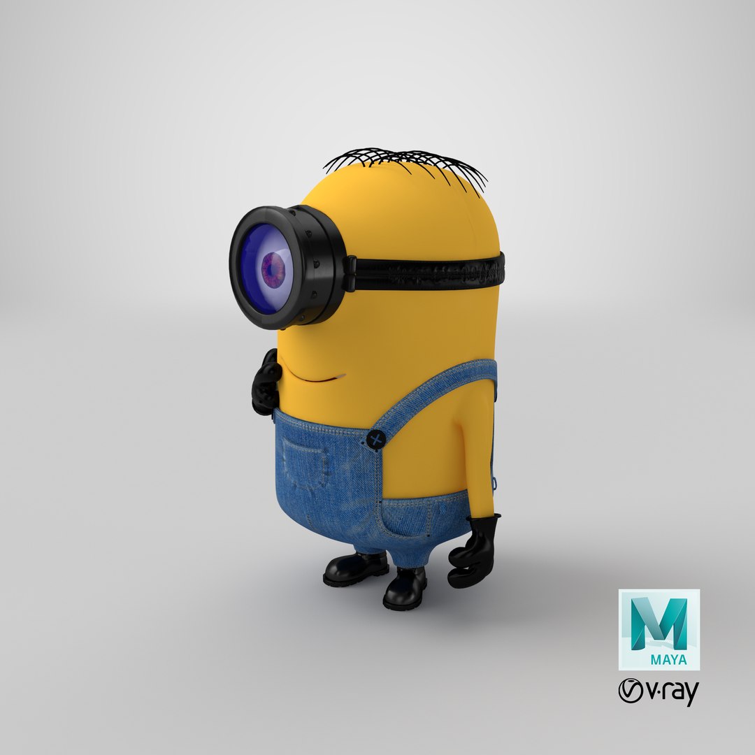 3d short eyed minion pose model