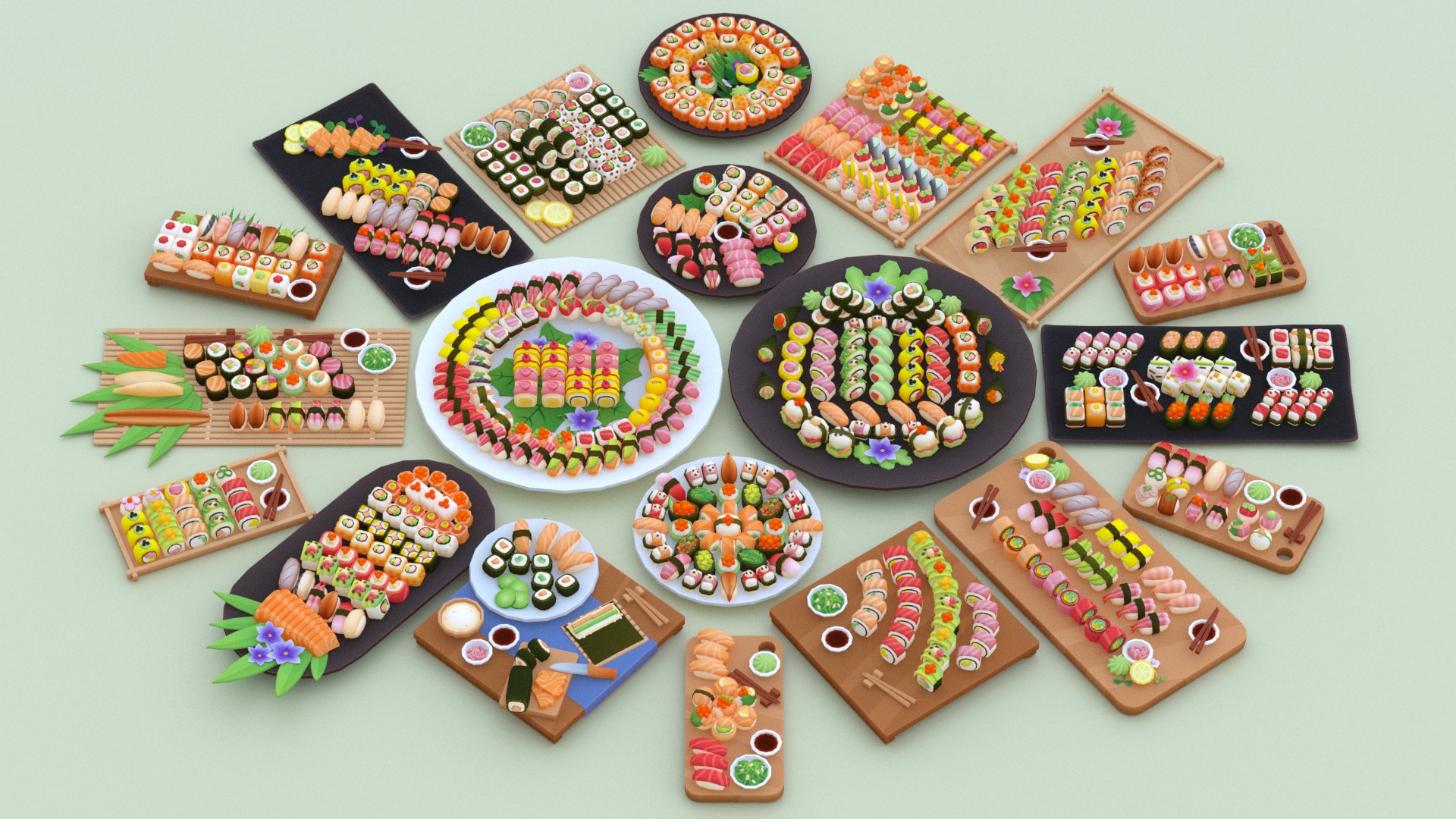 GASTRO Sushi Food Pack Low Poly Art 3D Model - TurboSquid 2152424
