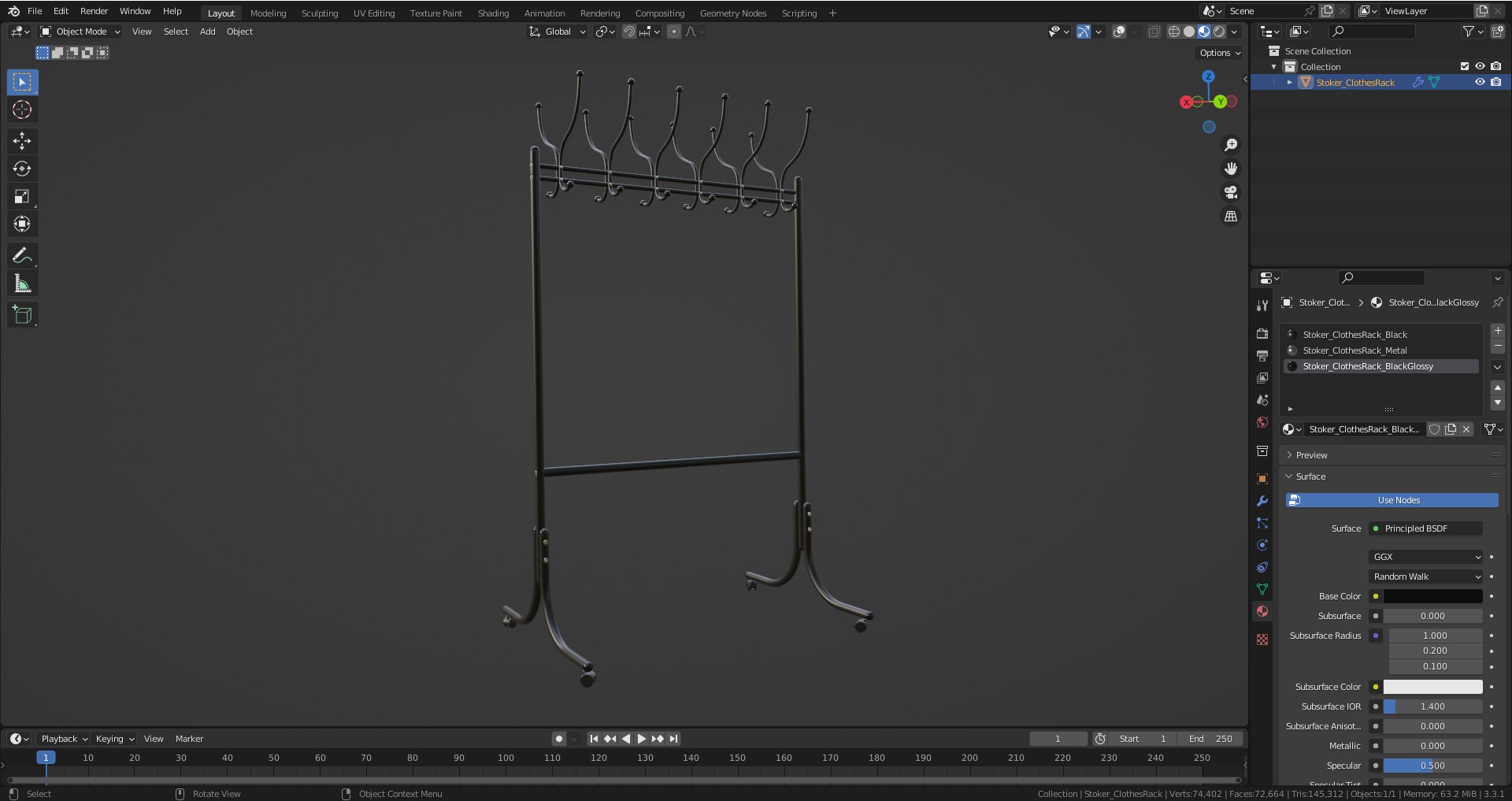 3D Clothes Rack Model - TurboSquid 1977721
