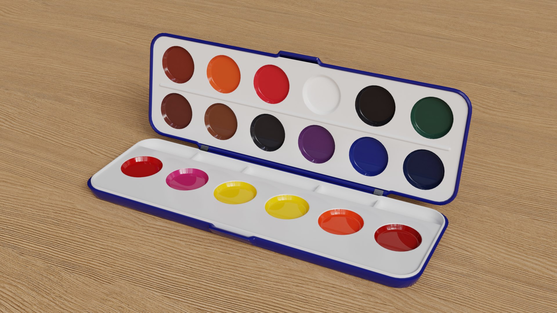 3D Model Watercolor Paint Set - TurboSquid 2186807