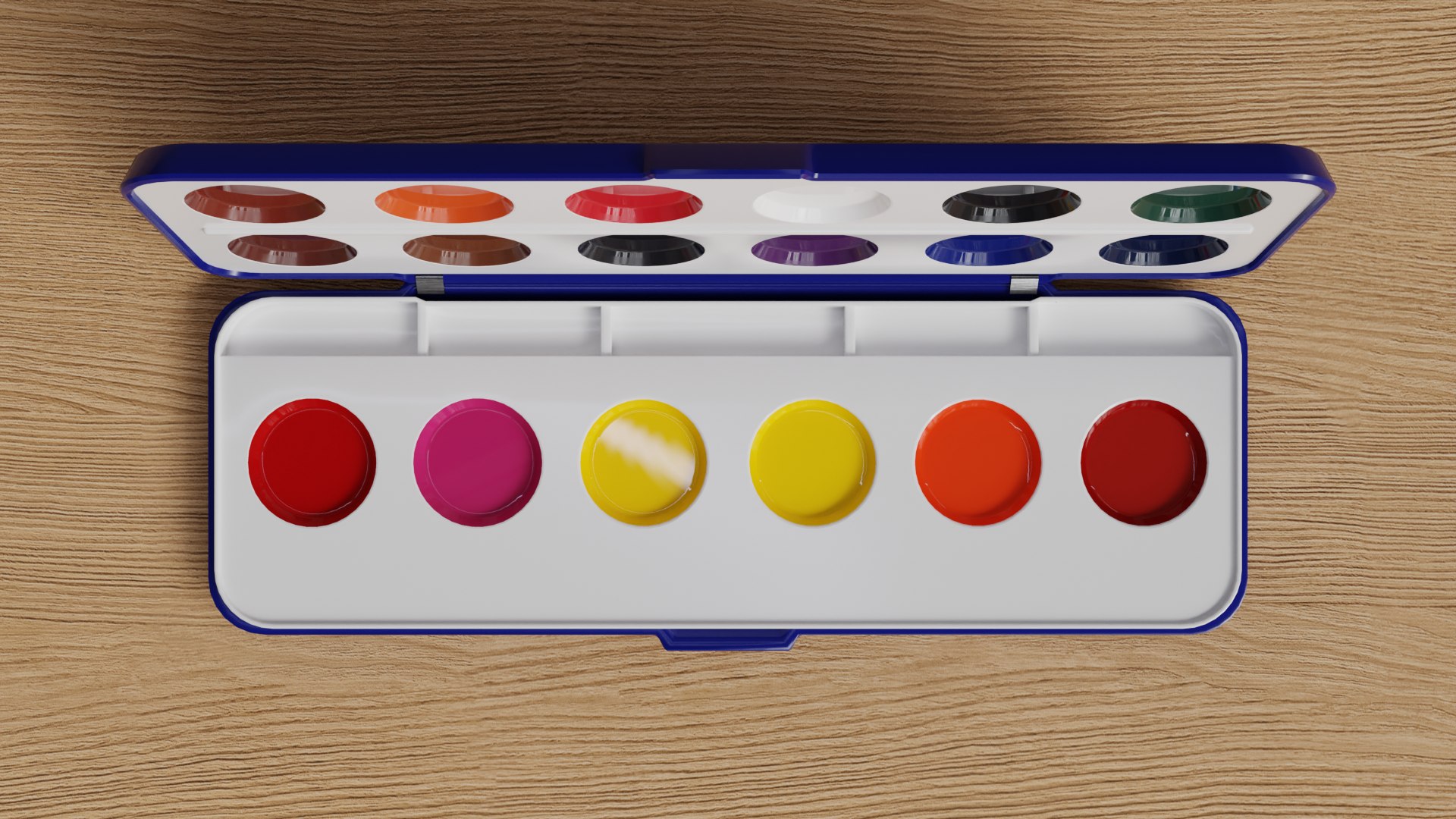 3D Model Watercolor Paint Set - TurboSquid 2186807