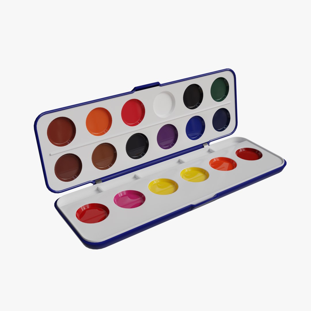 3D Model Watercolor Paint Set - TurboSquid 2186807