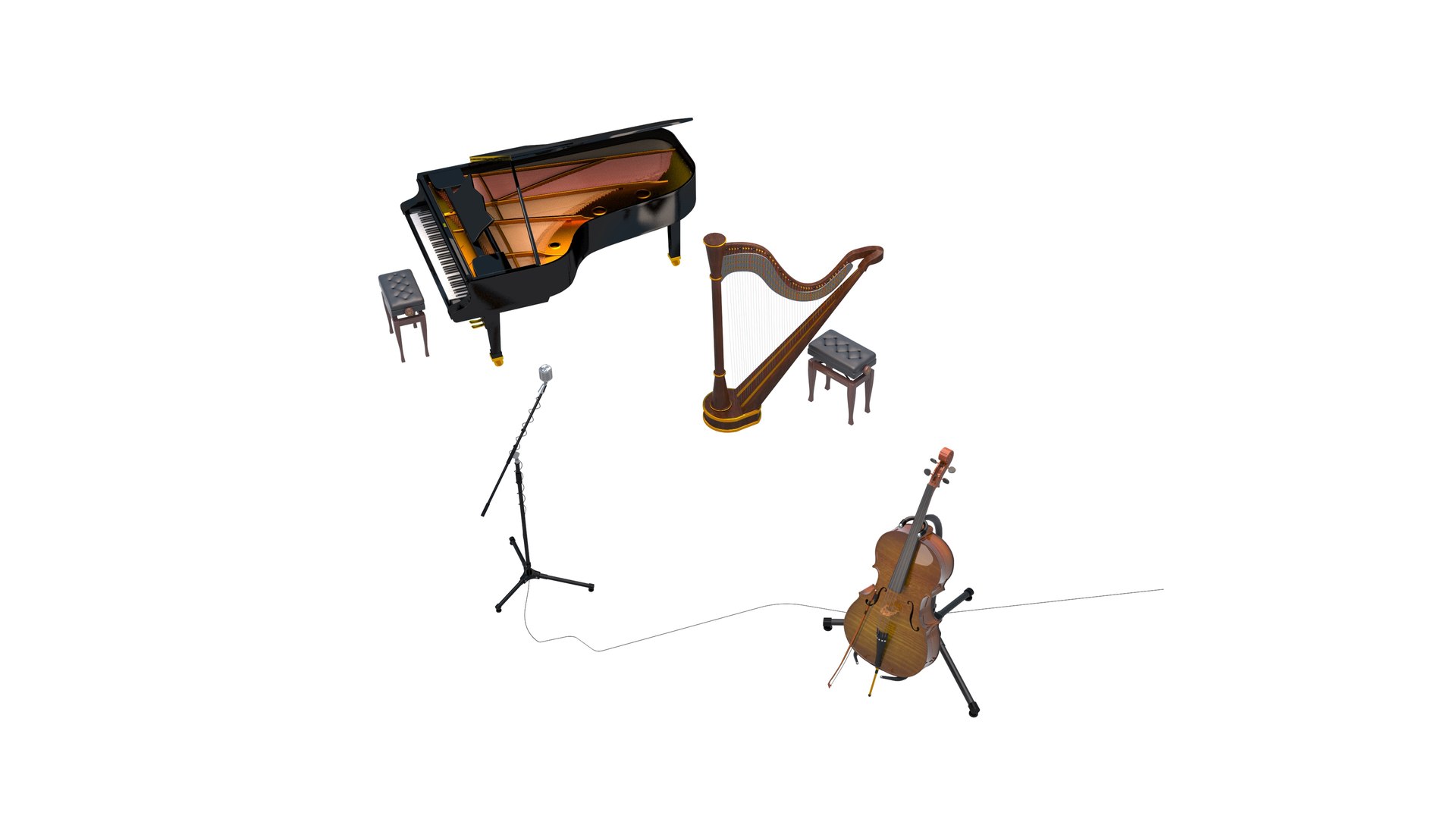 Orchestra Concert Equipment model - TurboSquid 2030054