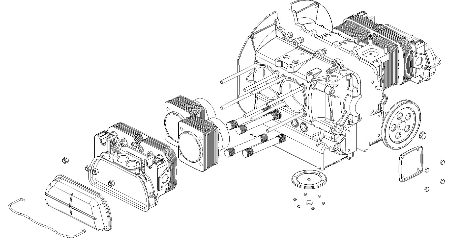Air Cooled Flat 4 3d Model