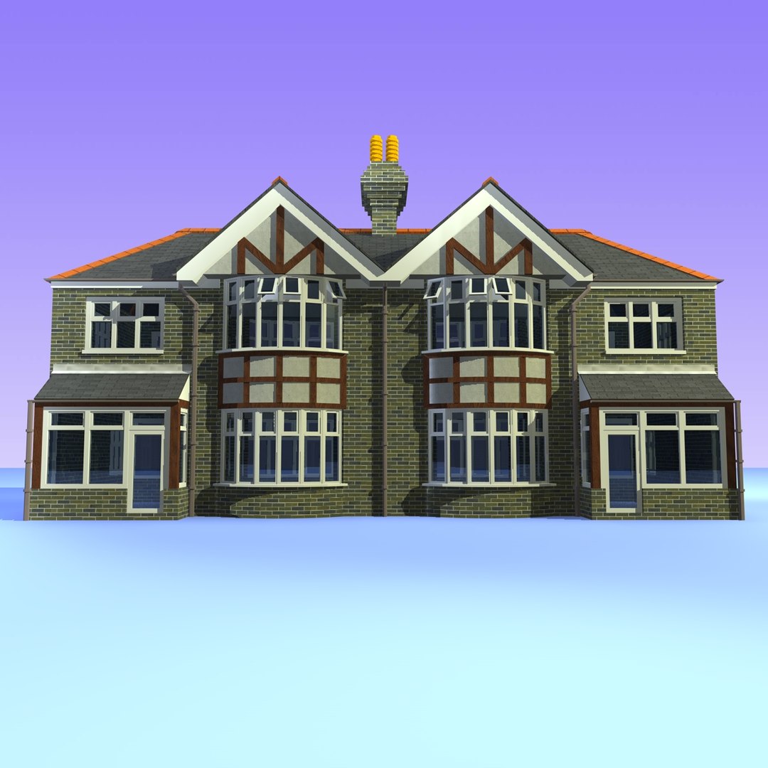 3d 2 british semi detached model