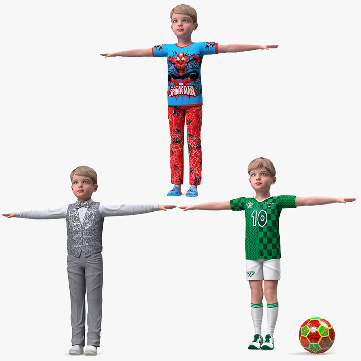 modelo 3d Colección Child Boys Rigged para Cinema 4D - TurboSquid 2180448