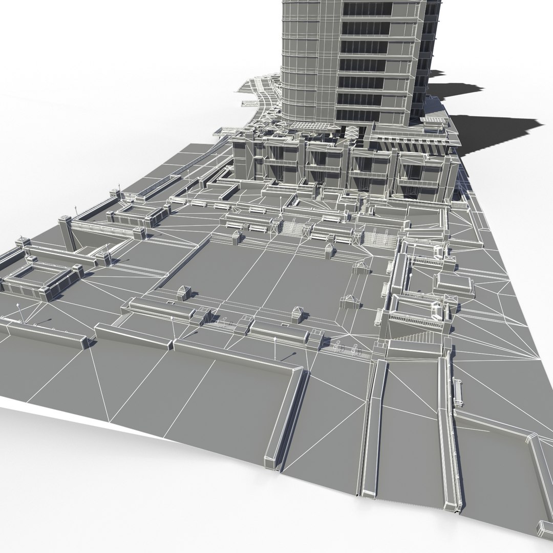 3d block office buildings model