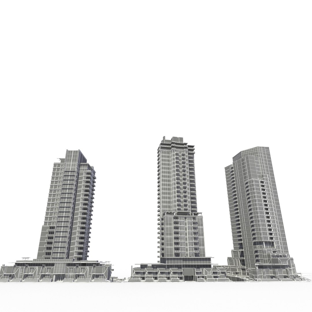 3d block office buildings model