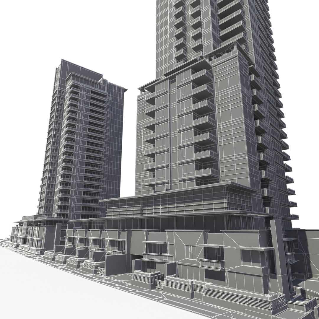 3d block office buildings model