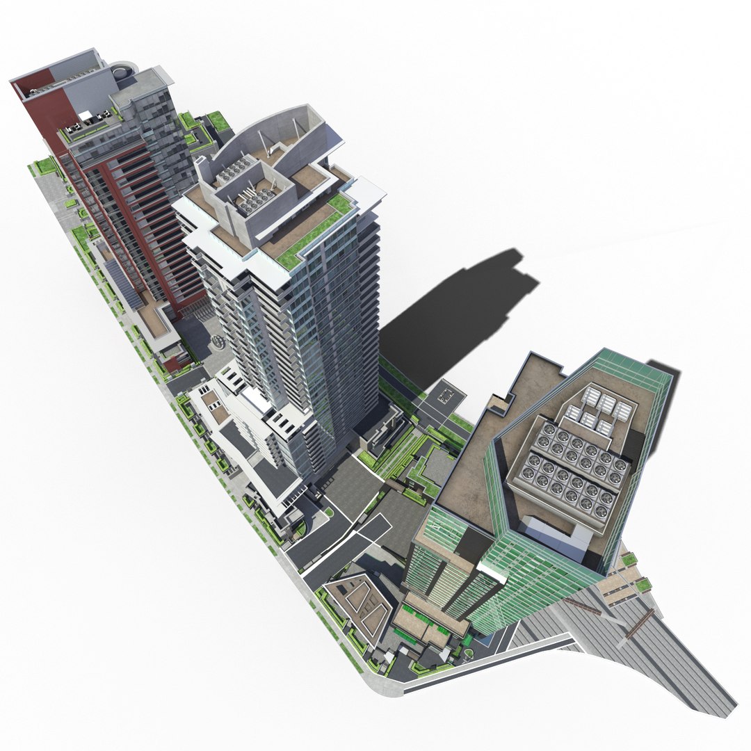3d block office buildings model