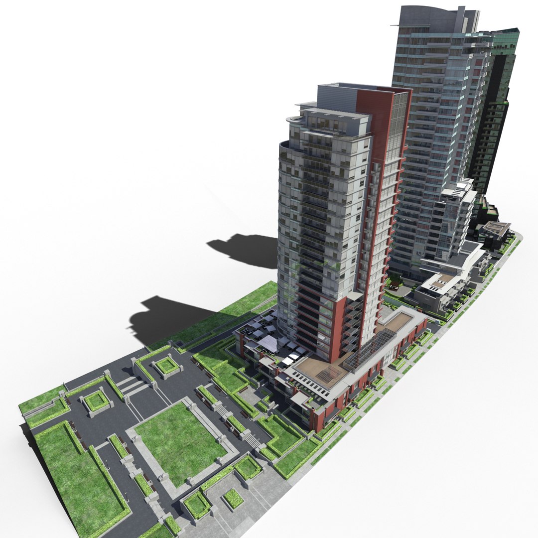 3d block office buildings model