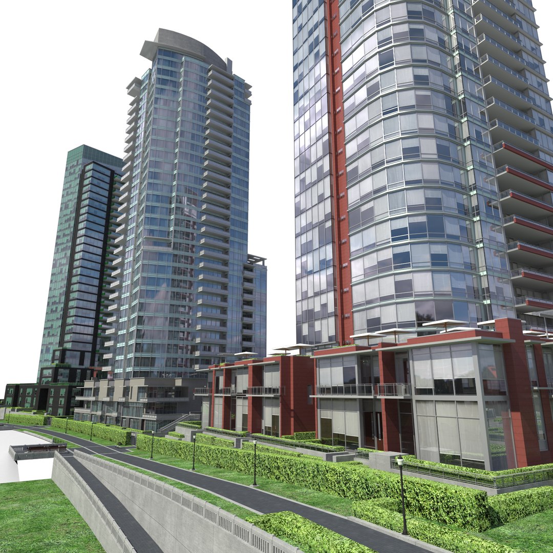 3d block office buildings model