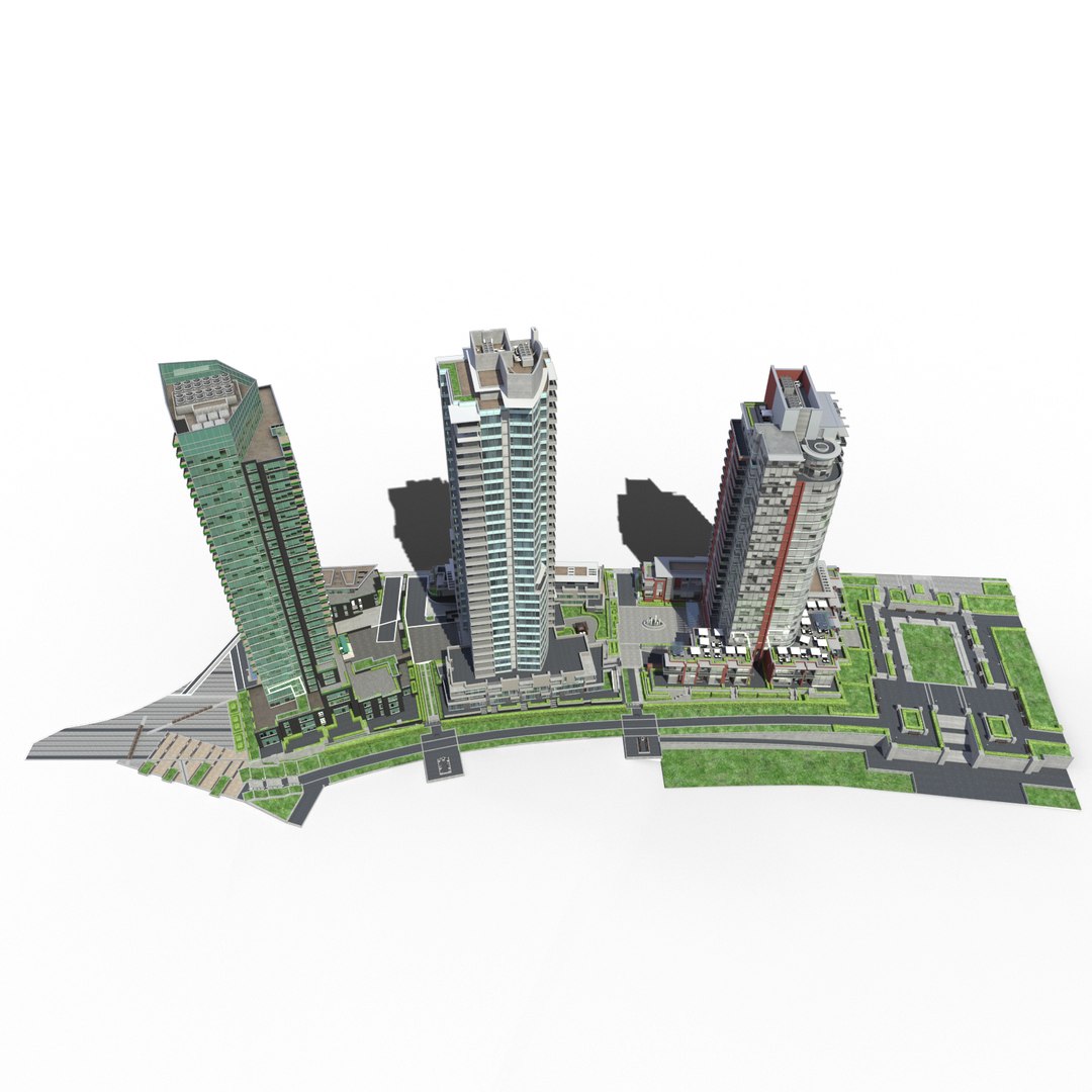 3d block office buildings model