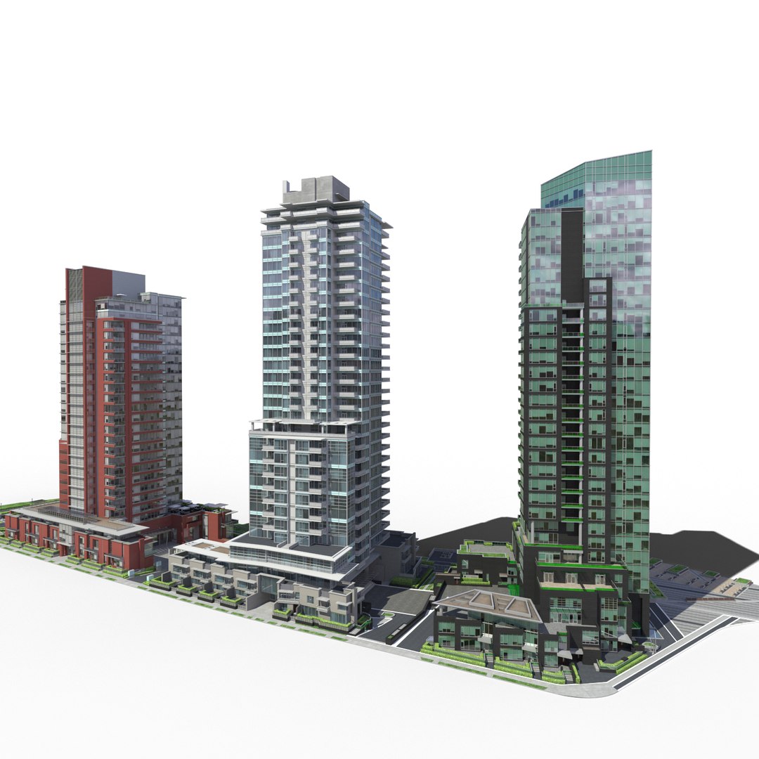 3d block office buildings model