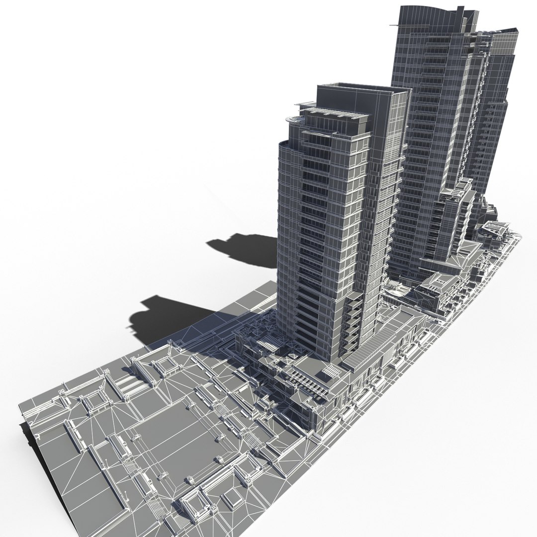 3d block office buildings model