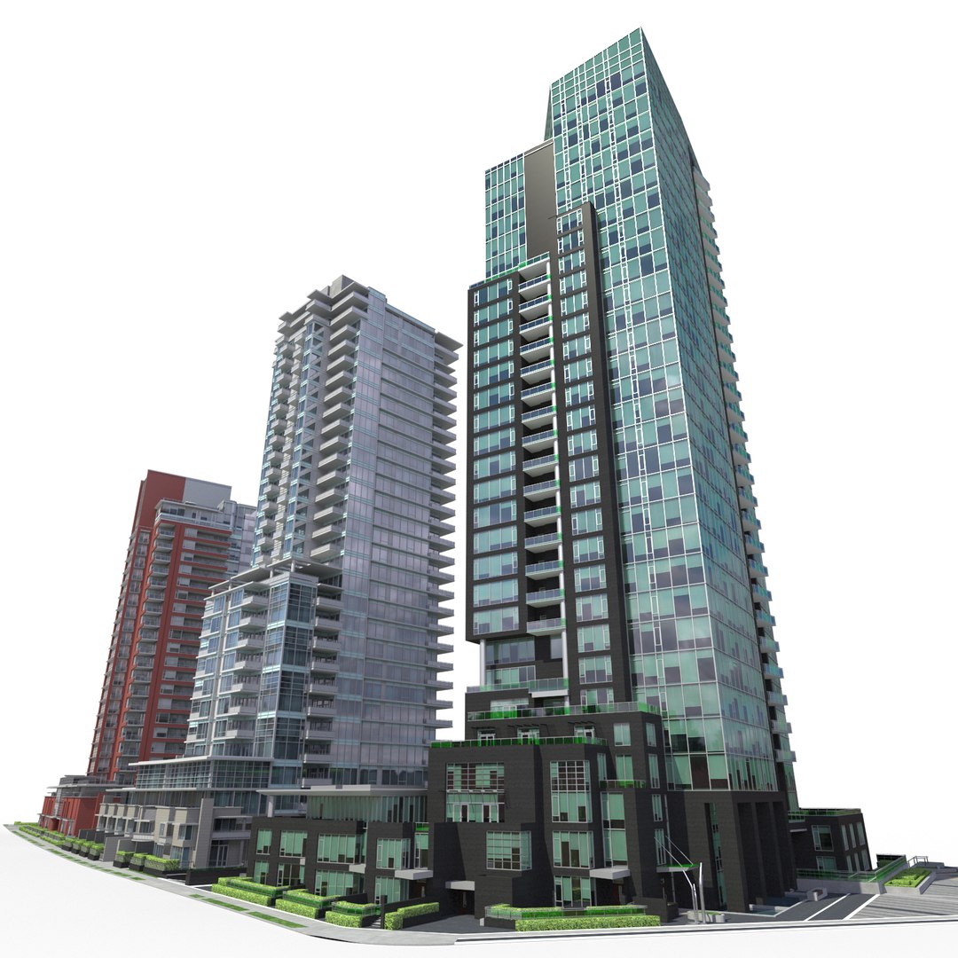 3d block office buildings model