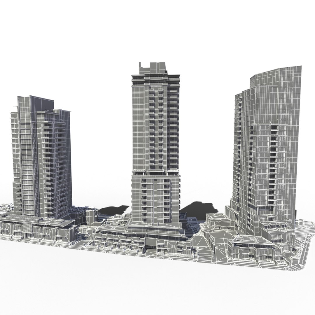 3d block office buildings model