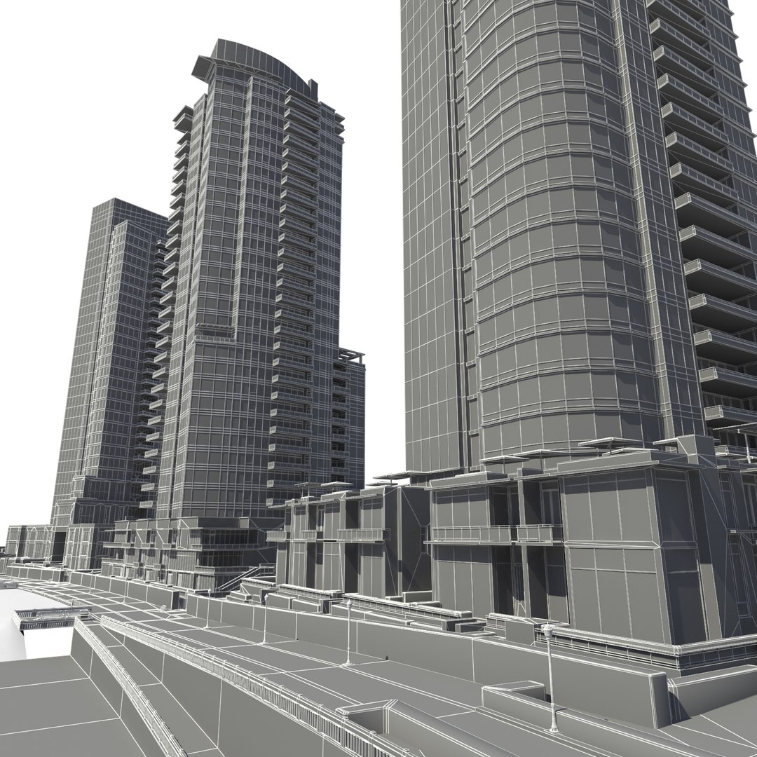 3d block office buildings model