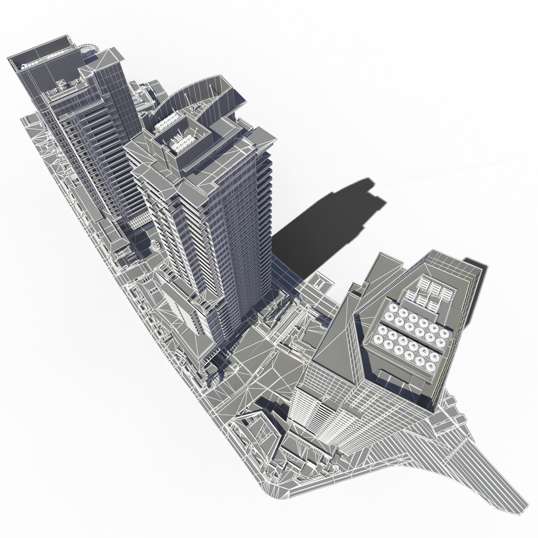 3d block office buildings model