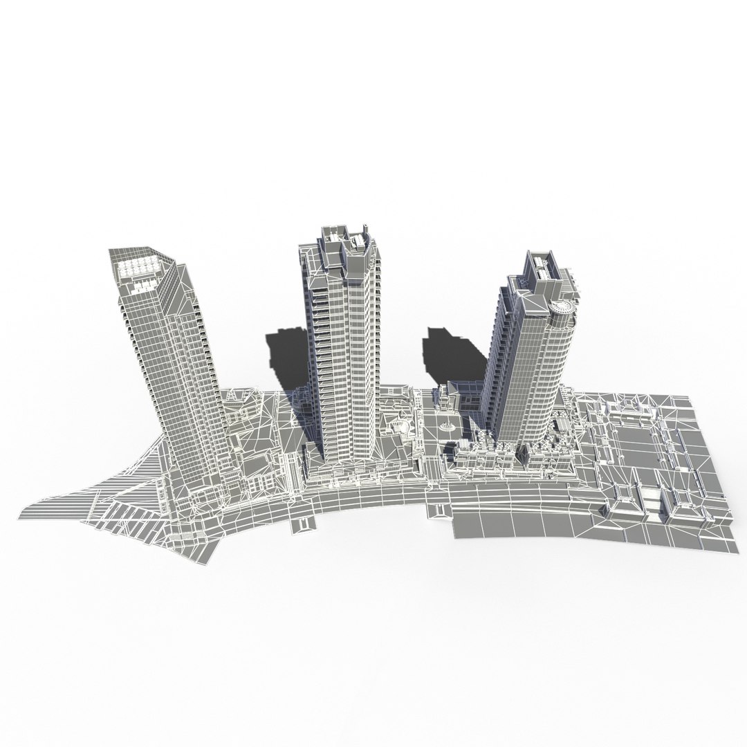3d block office buildings model