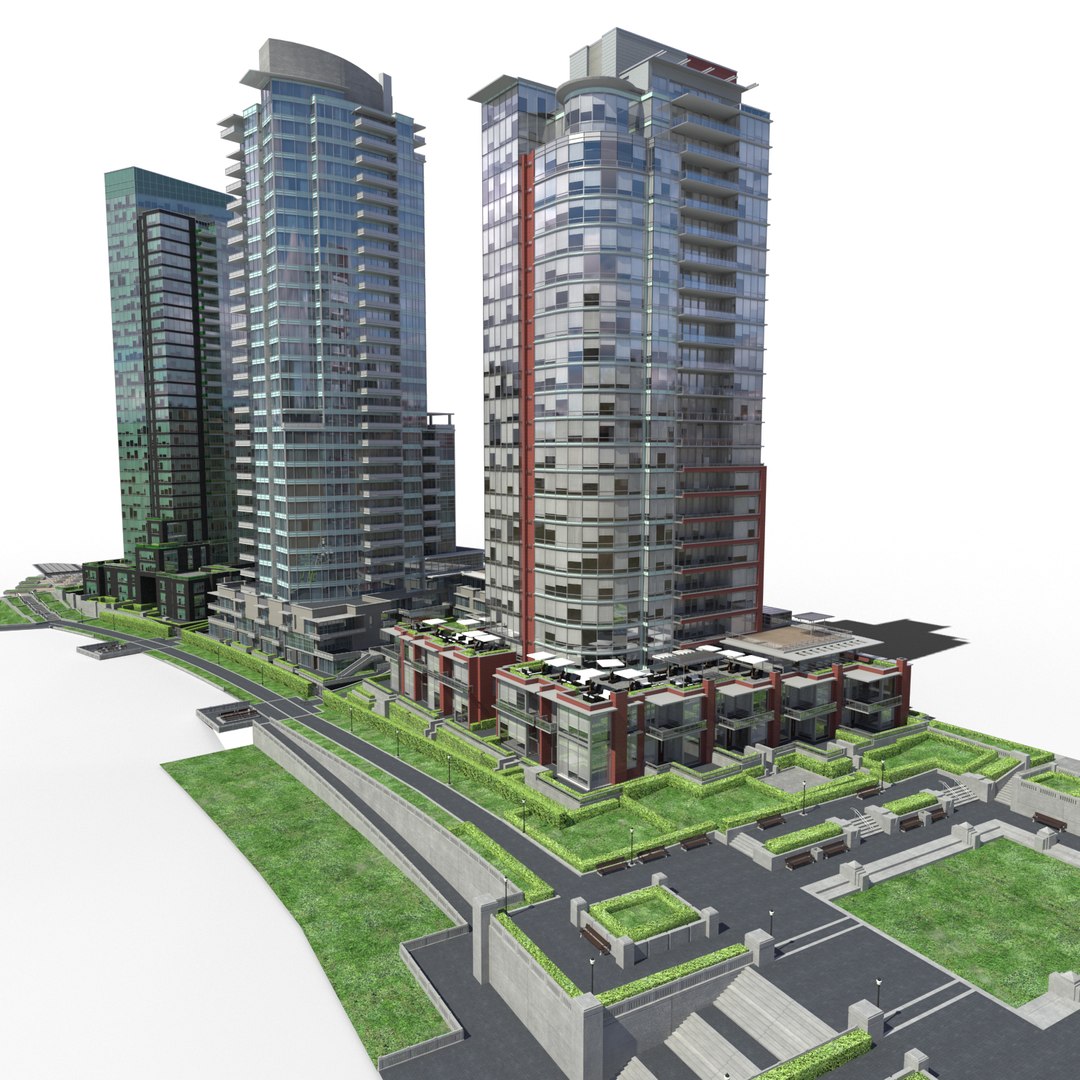 3d block office buildings model