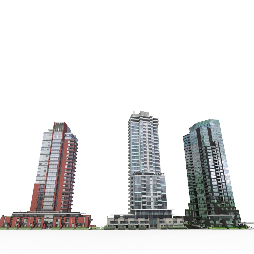 3d block office buildings model