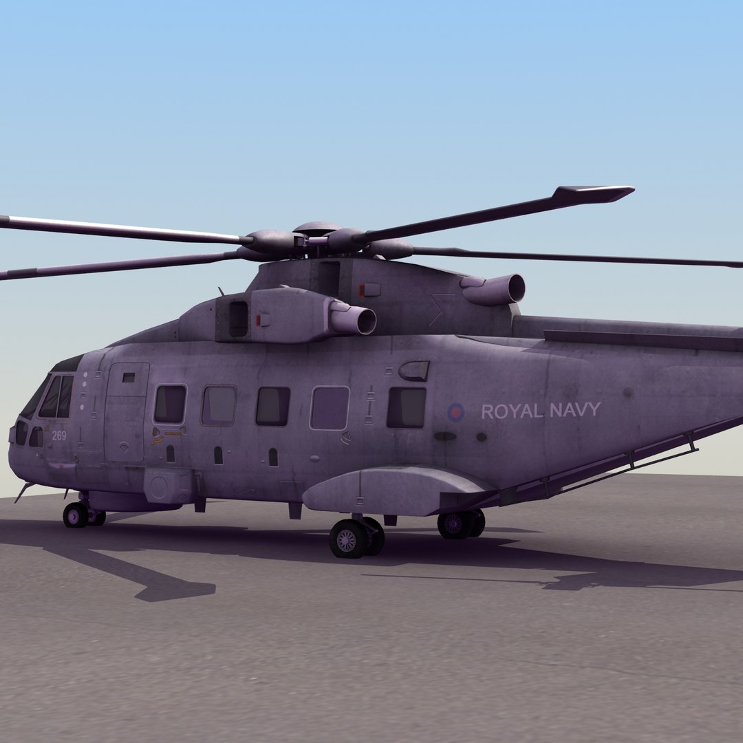merlin hm1 helicopter 3d model